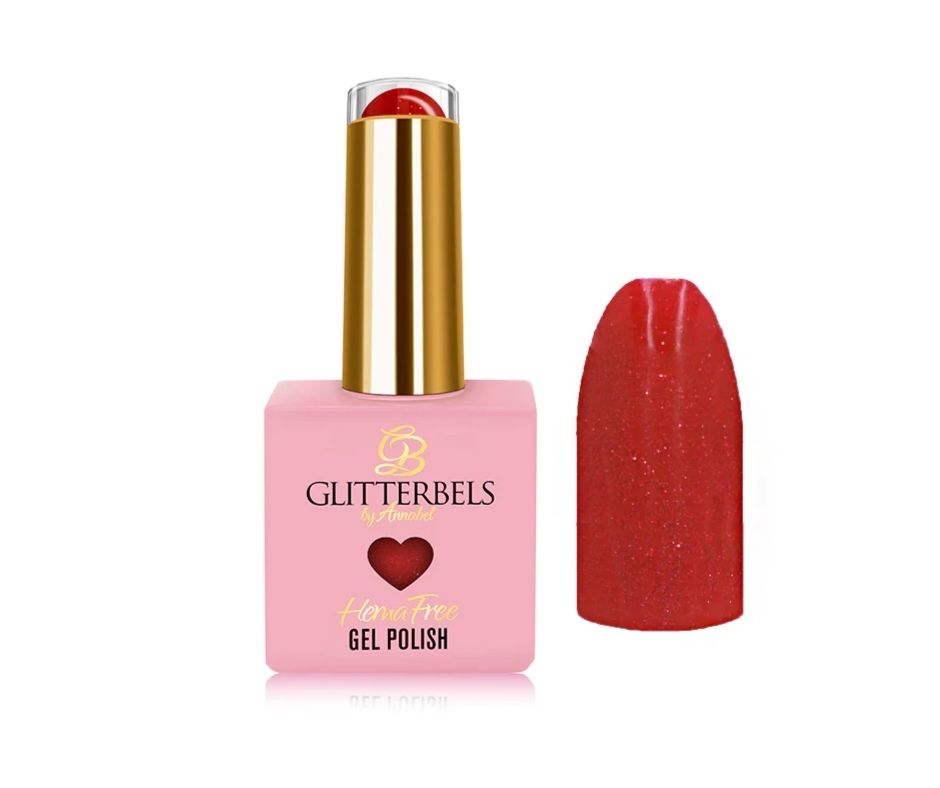 Glitterbels Hema Free Gel Polish Hot Red Sparkle 8ml – Ultimate Hair and Beauty